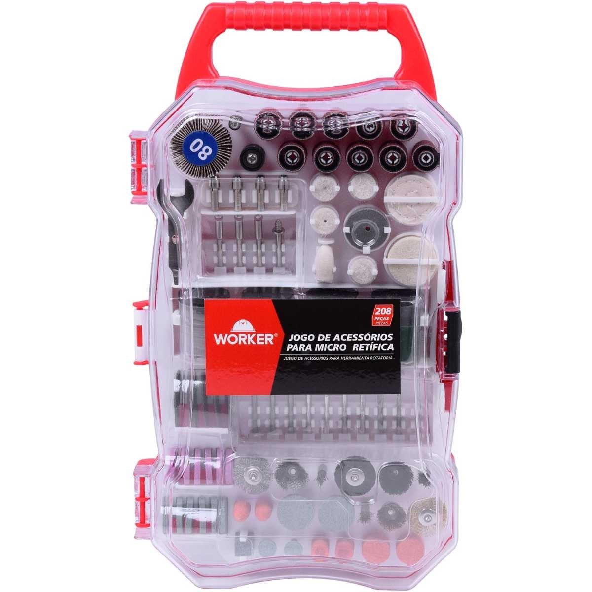 Jogo de Acessórios Micro Retífica 208 Peças - Worker